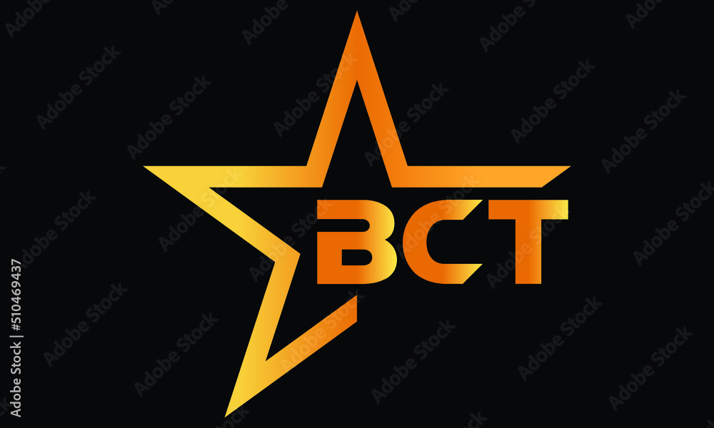 Image vectorielle Stock BCT golden luxury star icon three letter logo ...
