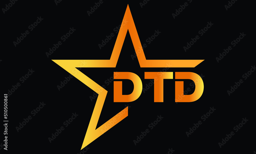 DTD golden luxury star icon three letter logo design vector template ...