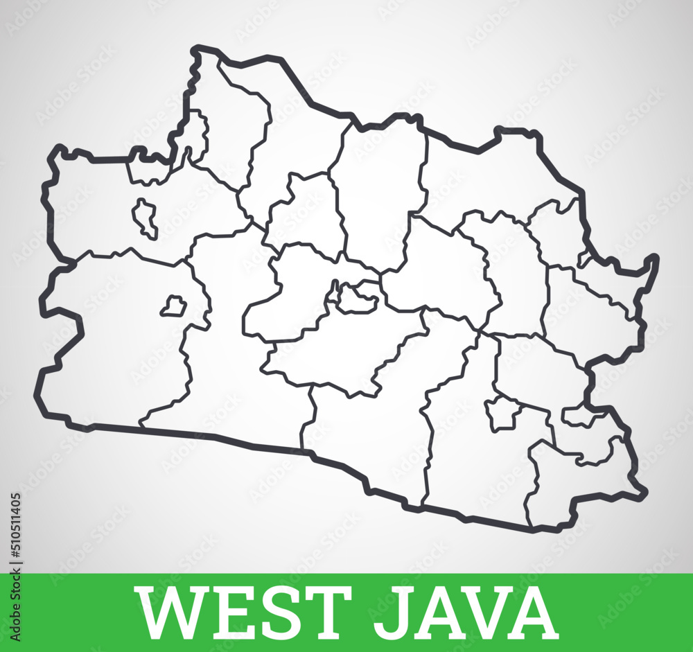 Simple outline map of West Java, Indonesia. Vector graphic illustration ...