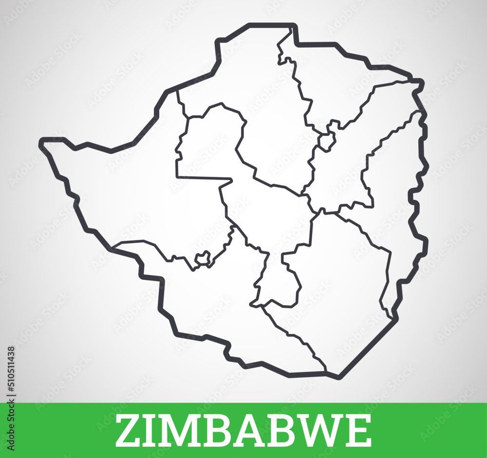 Simple outline map of Zimbabwe. Vector graphic illustration. Stock ...