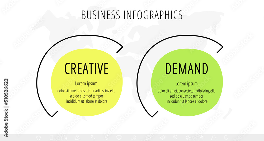 Business vector infographics with two circles. Hand drawn timeline ...