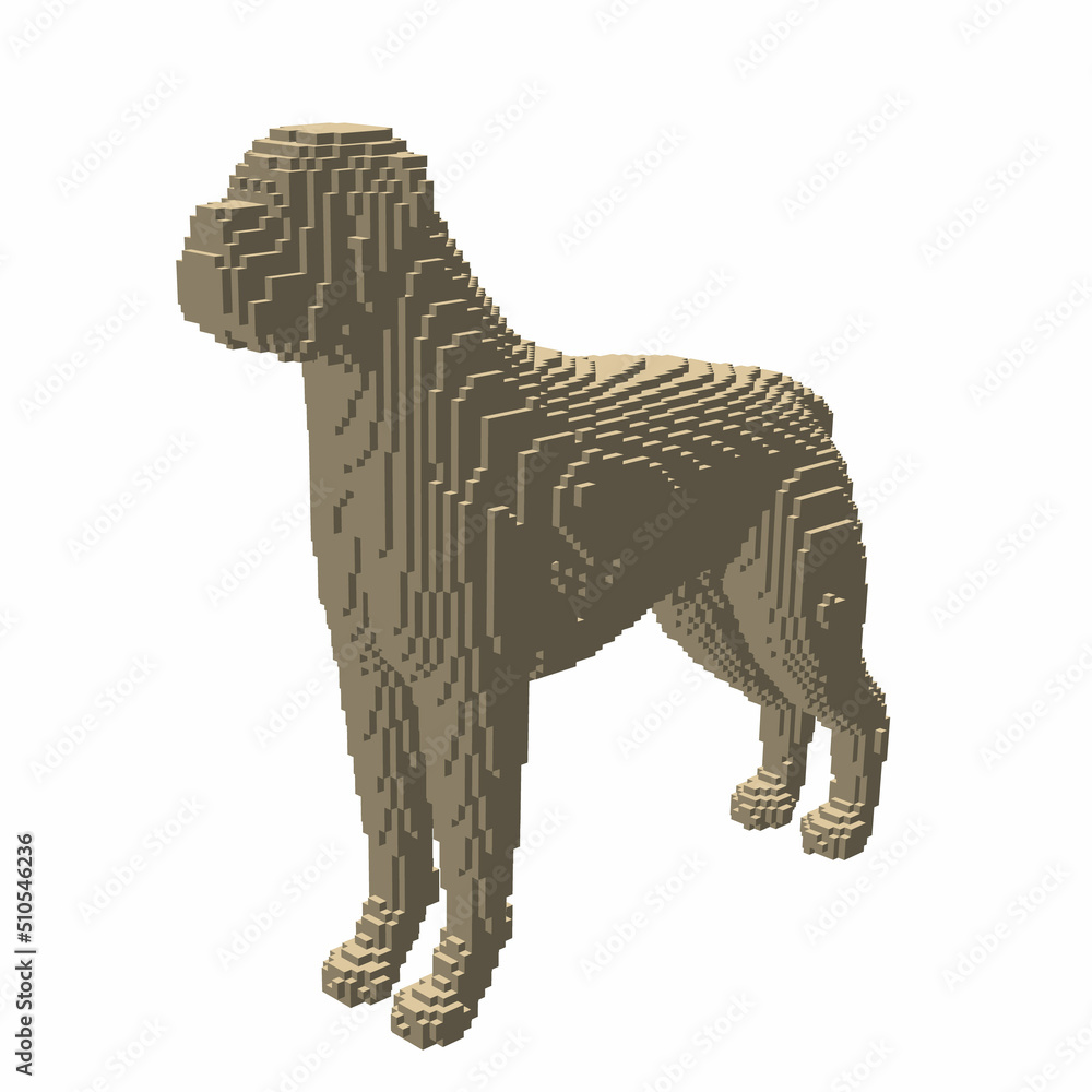 Boxer Dog made from cubes. Voxel art. Futuristic concept. 3d Vector ...