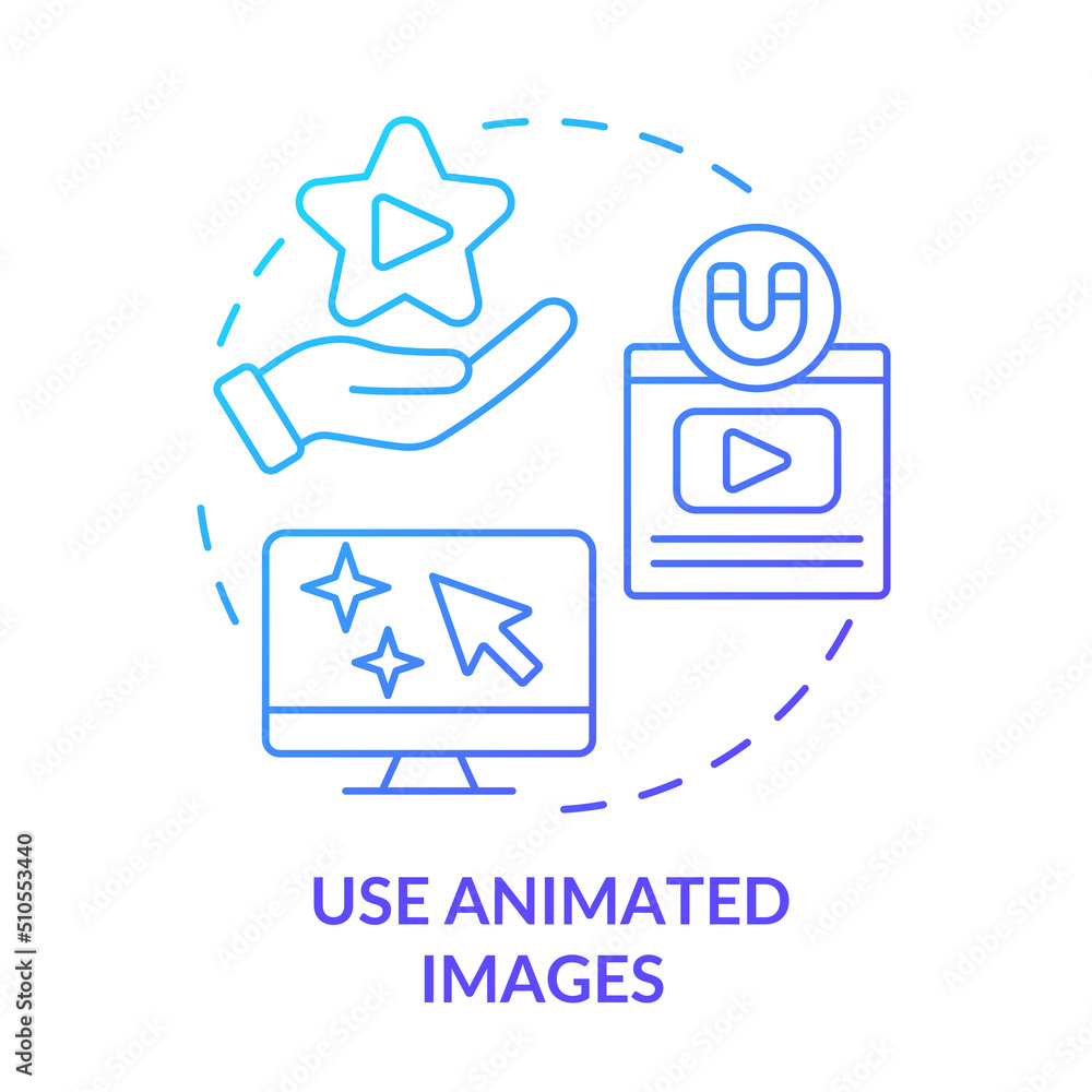 Use animated images blue gradient concept icon. High qulity moving ...