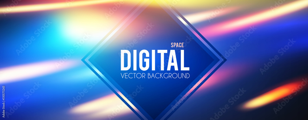 Futuristic motion light effect with square banner and beams. Fluid ...