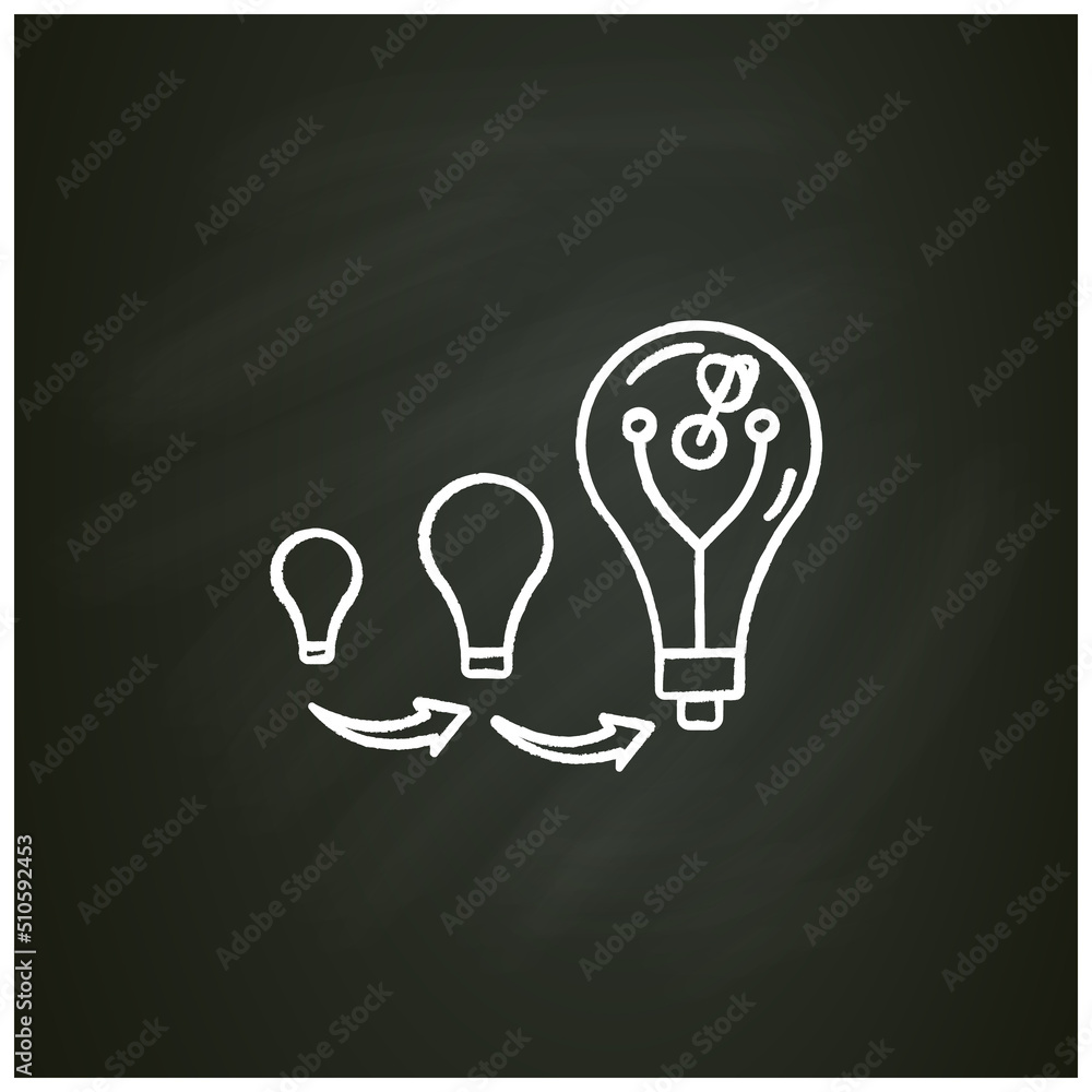 Incremental innovation chalk icon.Built improvements to existing ...