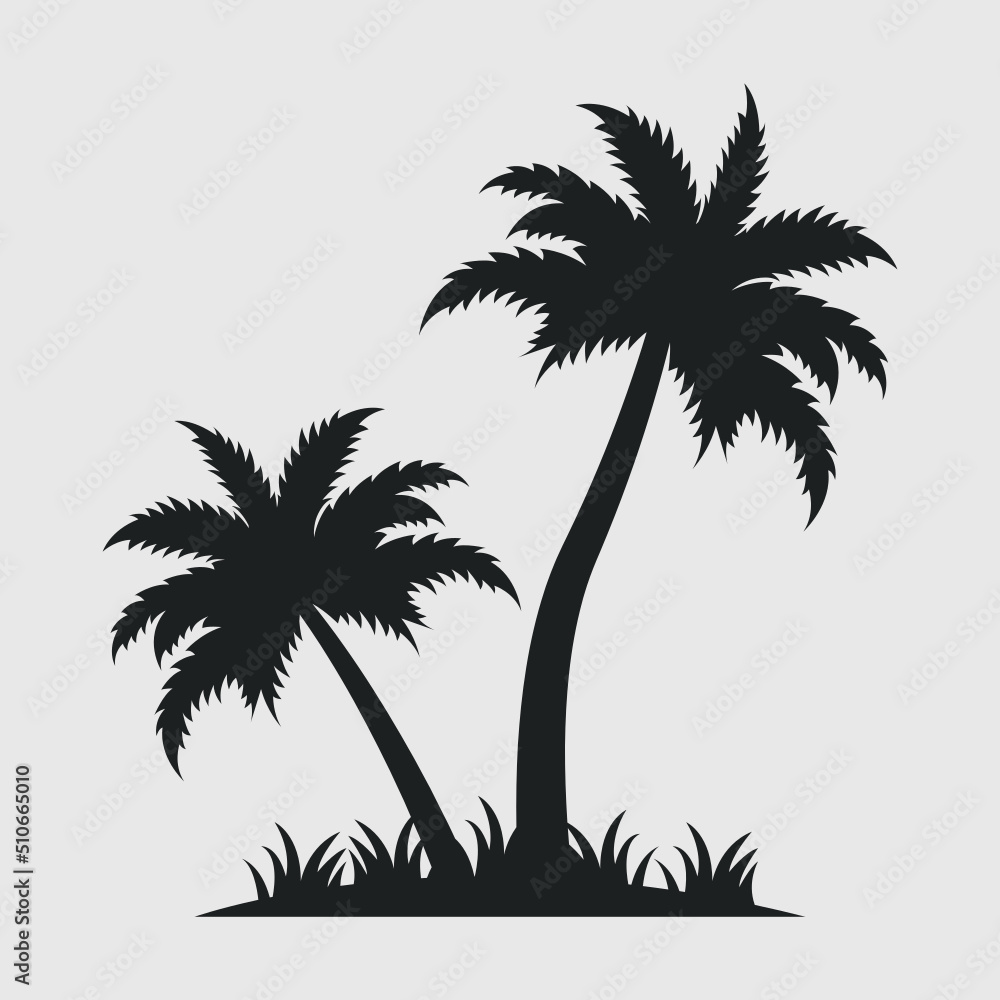 Vector de Stock Coconut Tree silhouette SVG Cut File, Palm Tree Svg ...
