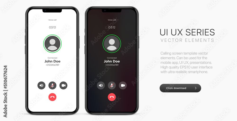 Voice call screen. Mockup incoming call, voicemail screen, smartphone ...