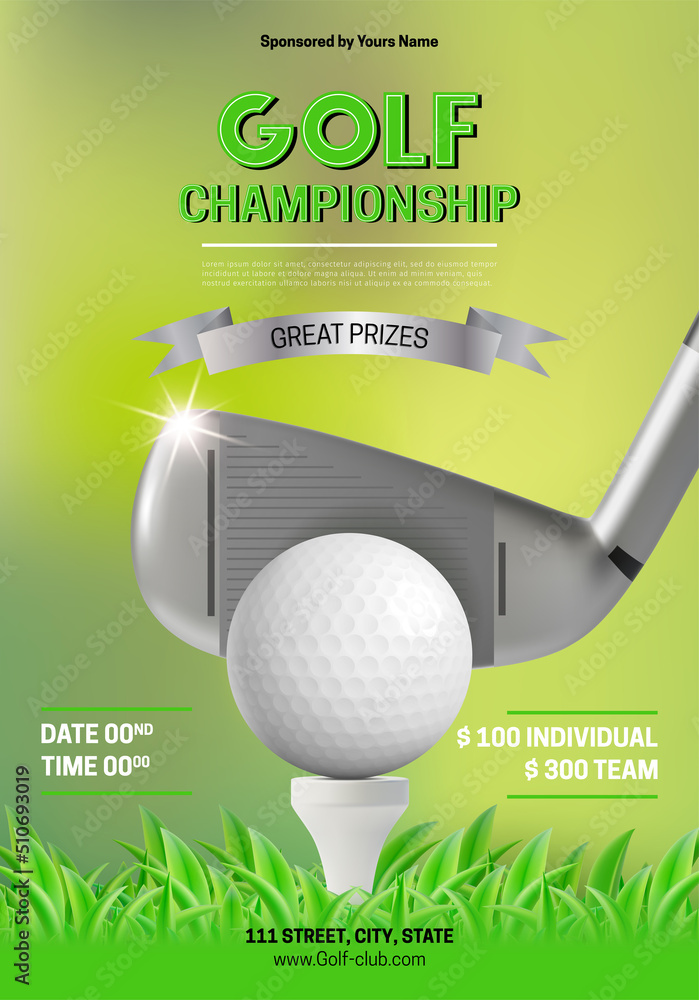Golf Club Concept Poster Card Invitation Template Sport Competition ...