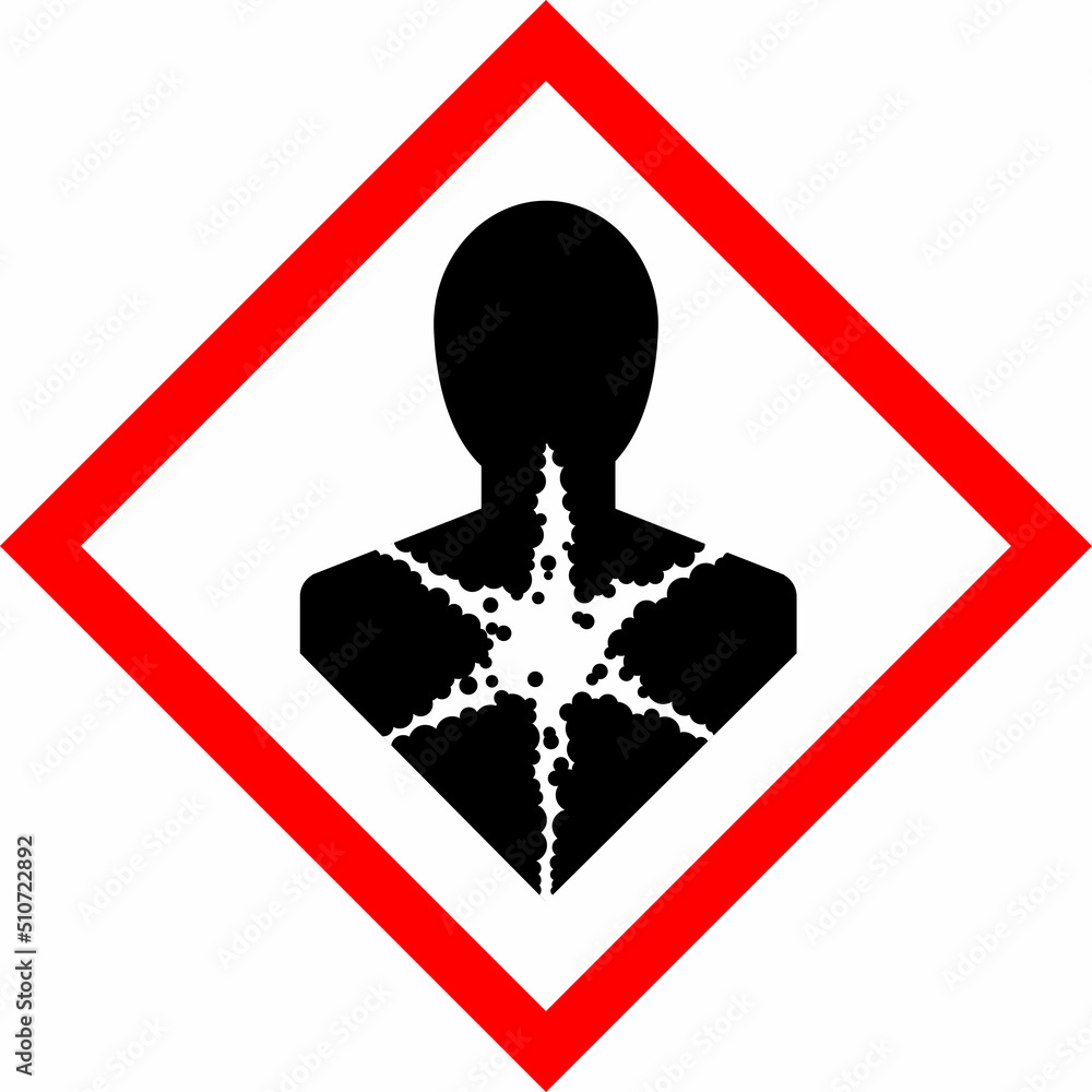 GHS08, pecho agrietado, peligro para la salud, muta génico, cancerígeno ...