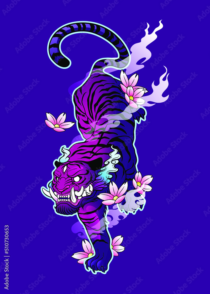 demon tiger vector illustration, japanese demon tiger Stock Vector ...