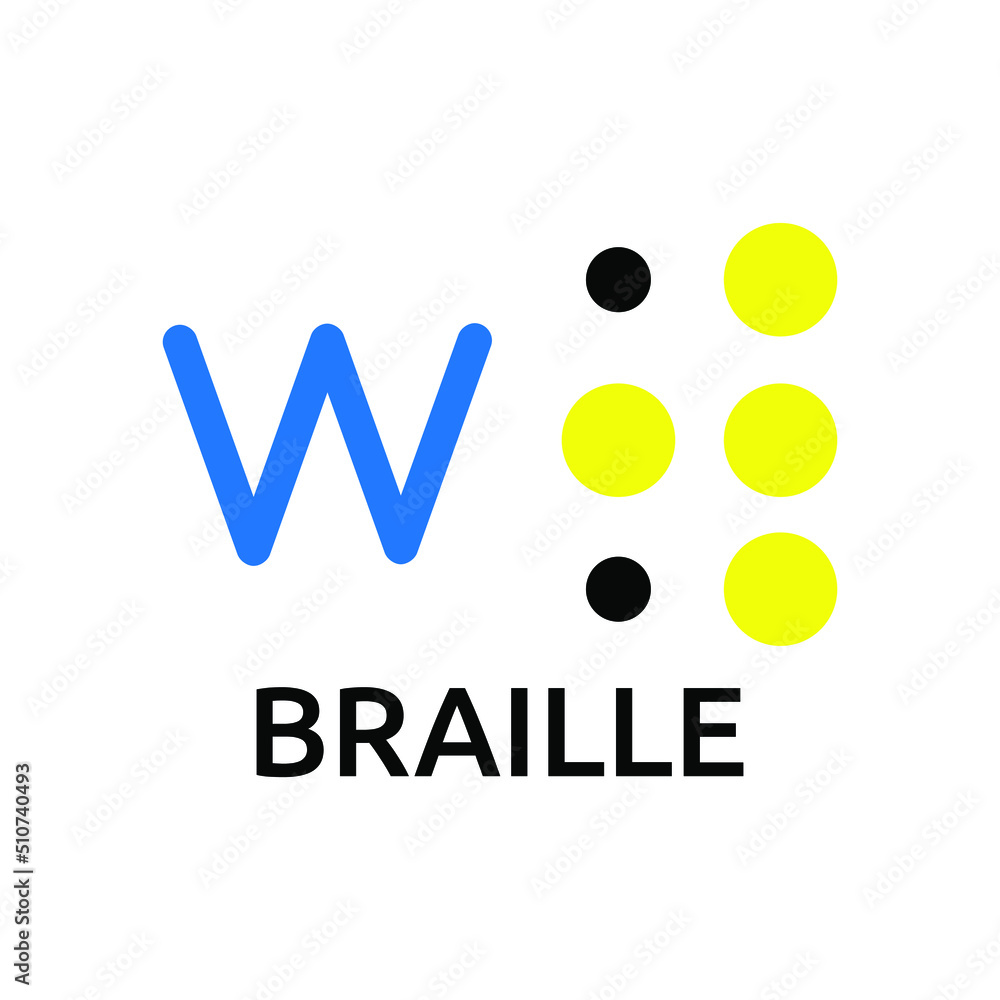 Vector illustration Braille alphabet W, abc with letters, punctuation ...