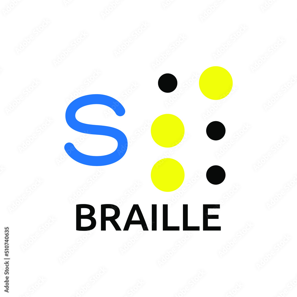 Vector illustration Braille alphabet S, abc with letters, punctuation ...