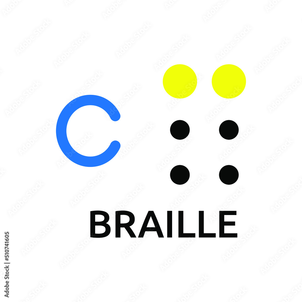 Vector illustration Braille alphabet C abc with letters, punctuation ...