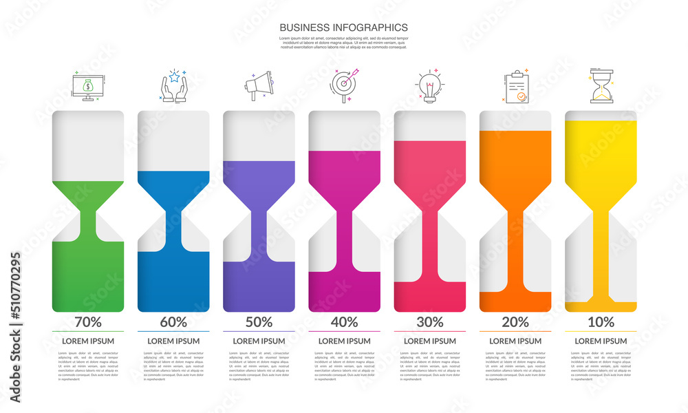 Vector creative infographics template with the hourglass. Modern ...