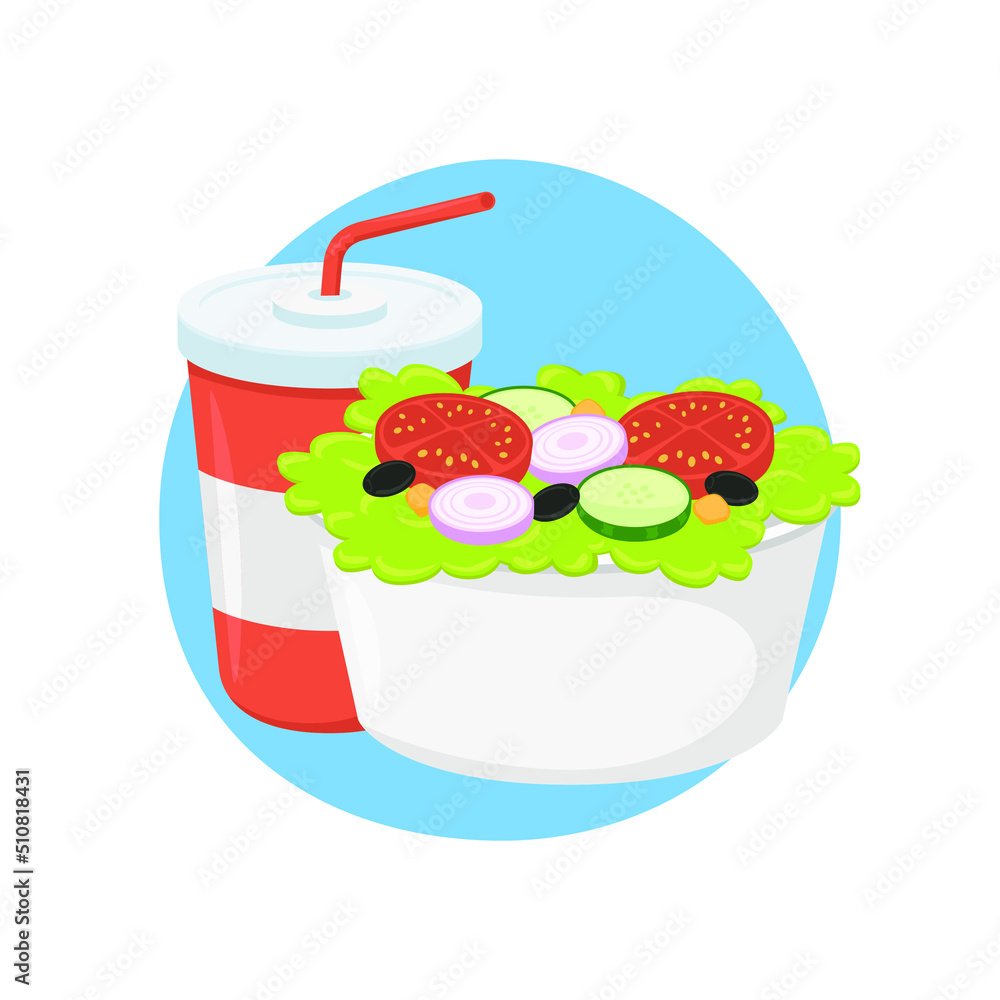 Restaurant Menu Sign Emoji Icon Illustration. Soda Salad Vector Symbol ...