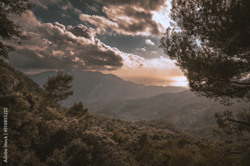 The mountains of Serra de Tramuntana in Mallorca Island, Spain. The ...