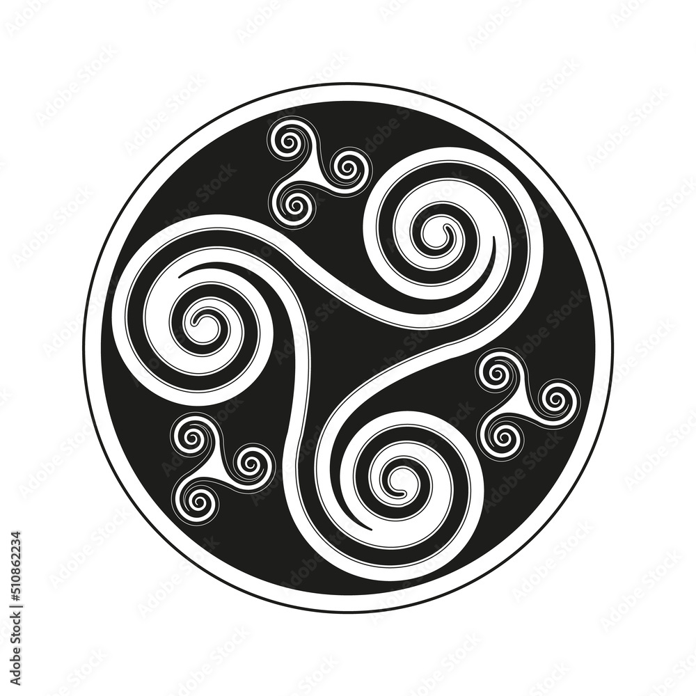 Triple celtic spiral design (variation of the Triskelion, also called ...