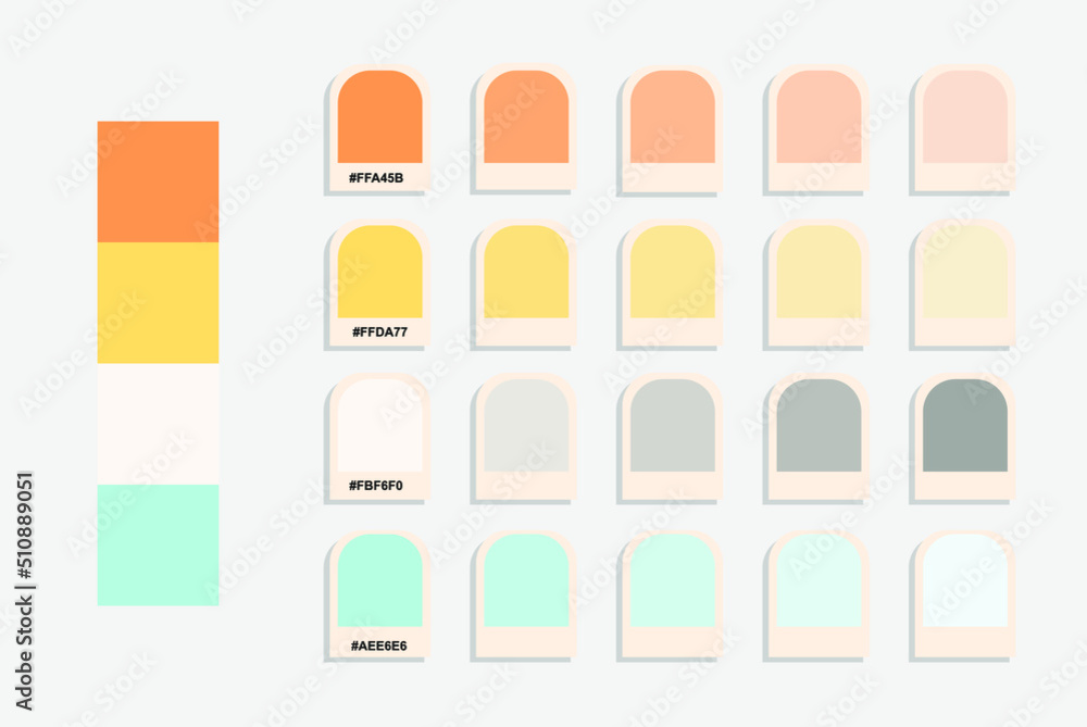 Orange yellow blue color palette, pastel colors catalogue, design and ...