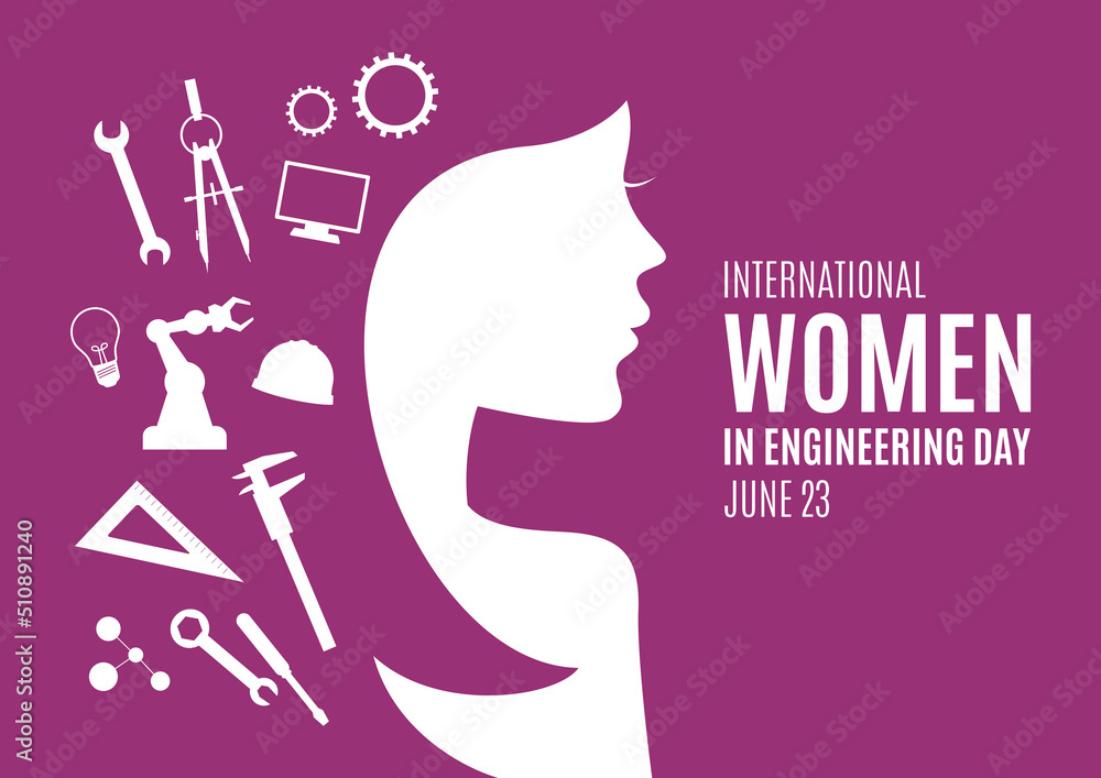 International Women in Engineering Day vector. Woman face in profile ...
