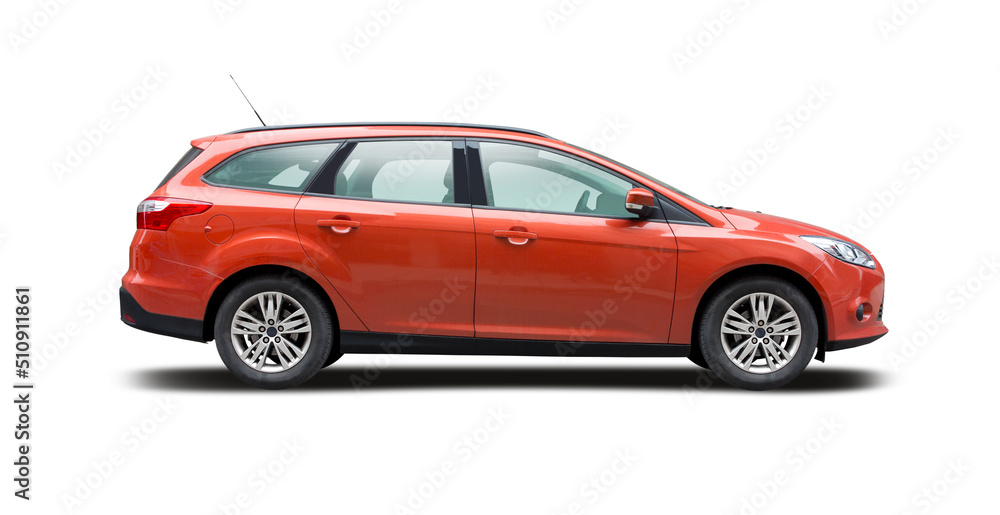 Ford Focus station wagon car, side view isolated on white background ...