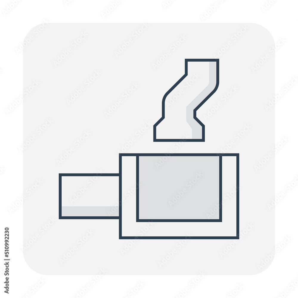 Precast concrete manhole or catch basin vector icon. Include downsprout ...