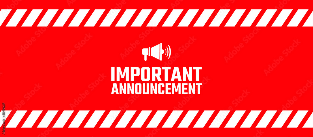 important announcement sign on white background Stock Vector | Adobe Stock