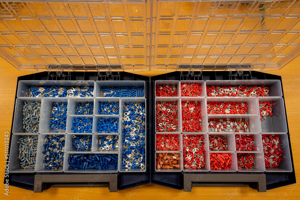 Plastic storage box for different types of ferrules, also called wire ...