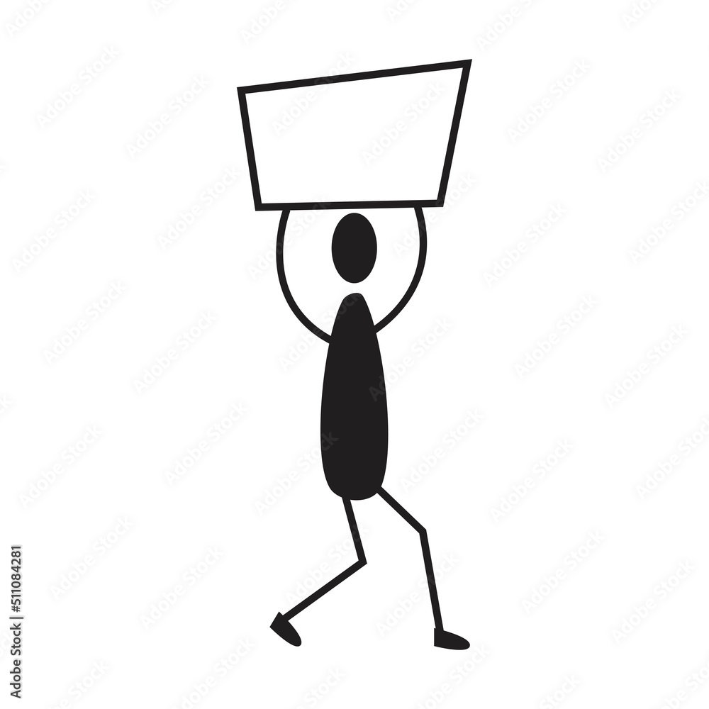 Stickman people figure symbol with board for campaign and advertising ...