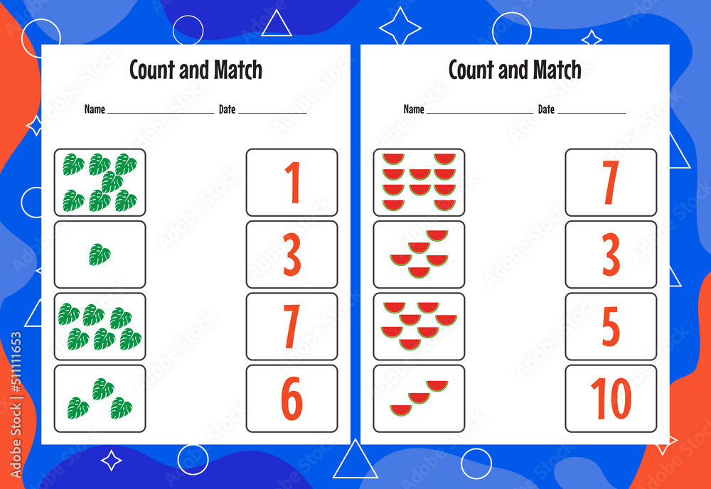 Count and match with the correct number. Matching education game. Count ...