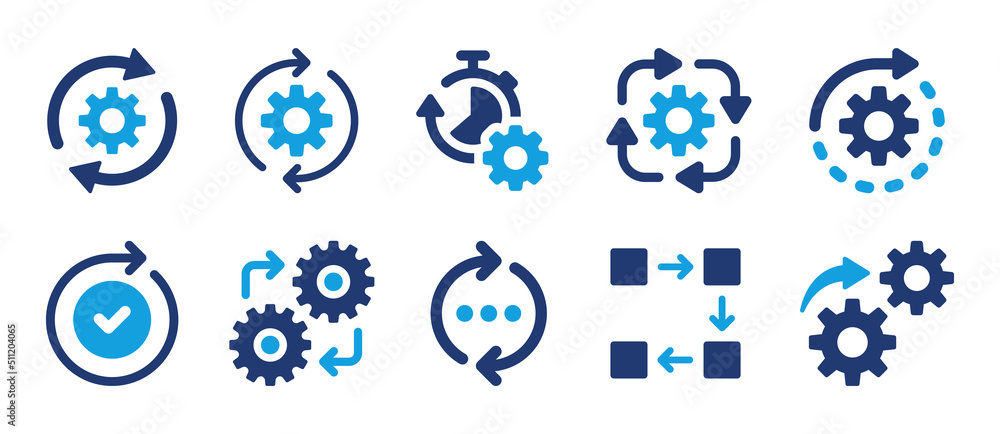 Business process icon set. Workflow and productivity symbol vector ... Business process icon set. Workflow and productivity symbol vector ...
