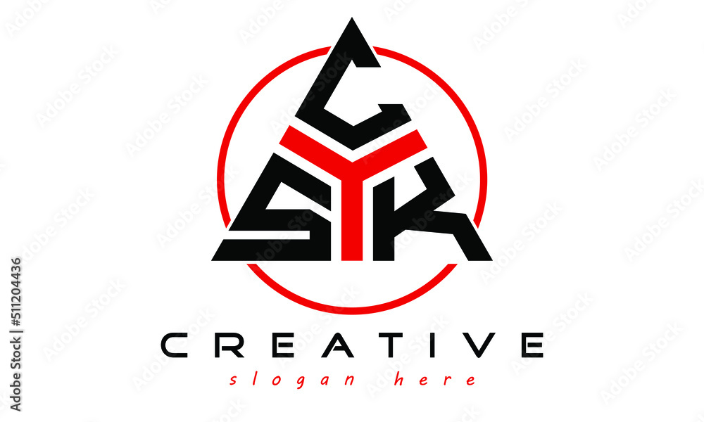 SCK three letter creative triangle shape in circle logo design vector ...