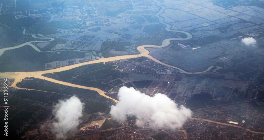 Healthy river flow seen from above. Healthy rivers are used for various ...
