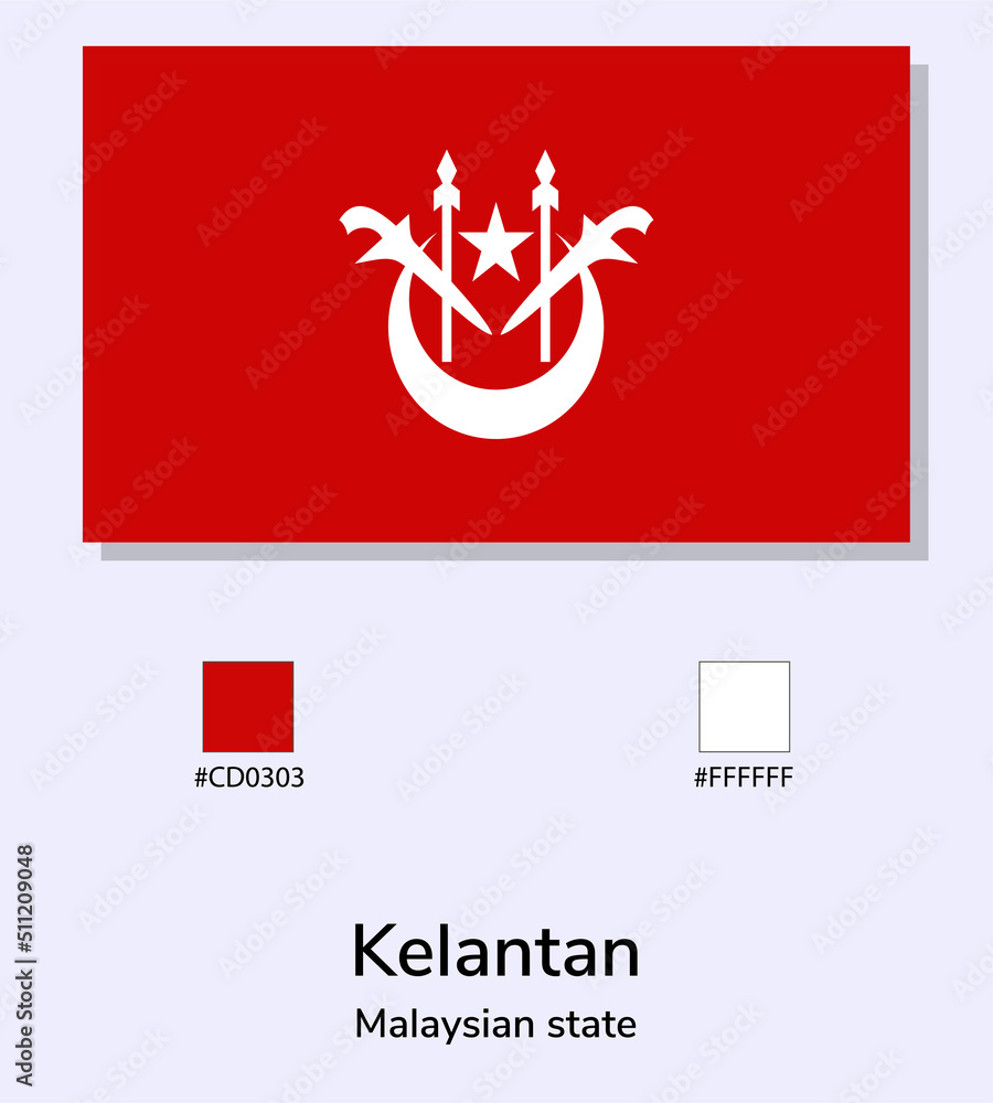 Vector Illustration of Kelantan flag isolated on light blue background ...