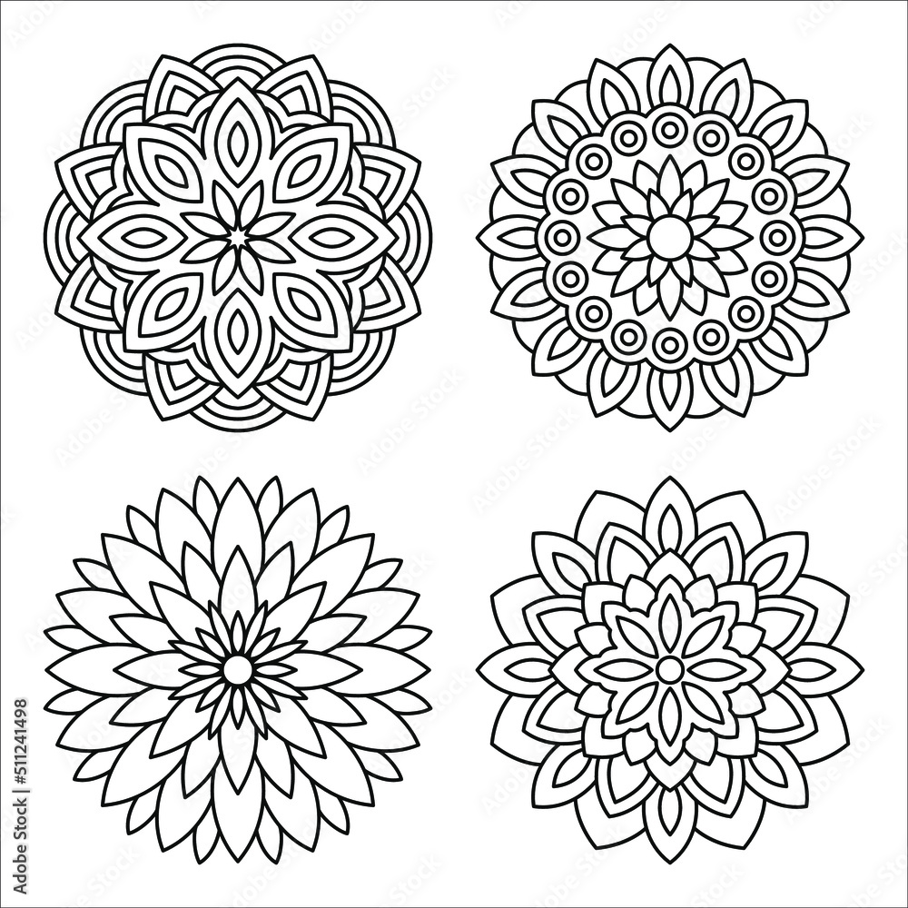 Simple mandala design for coloring. Vector floral mandala. Geometric ...