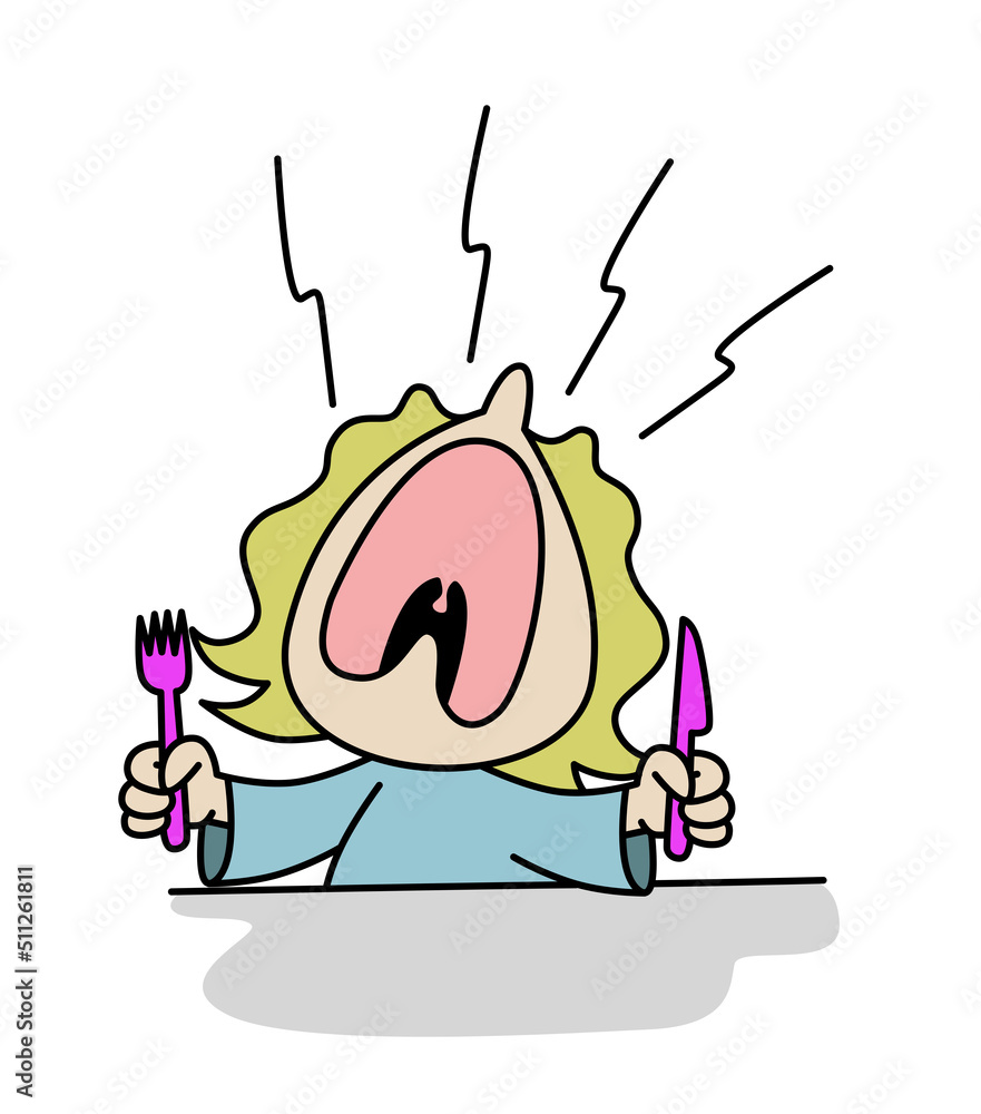 Image vectorielle Stock Cute little girl character crying angry with a ...