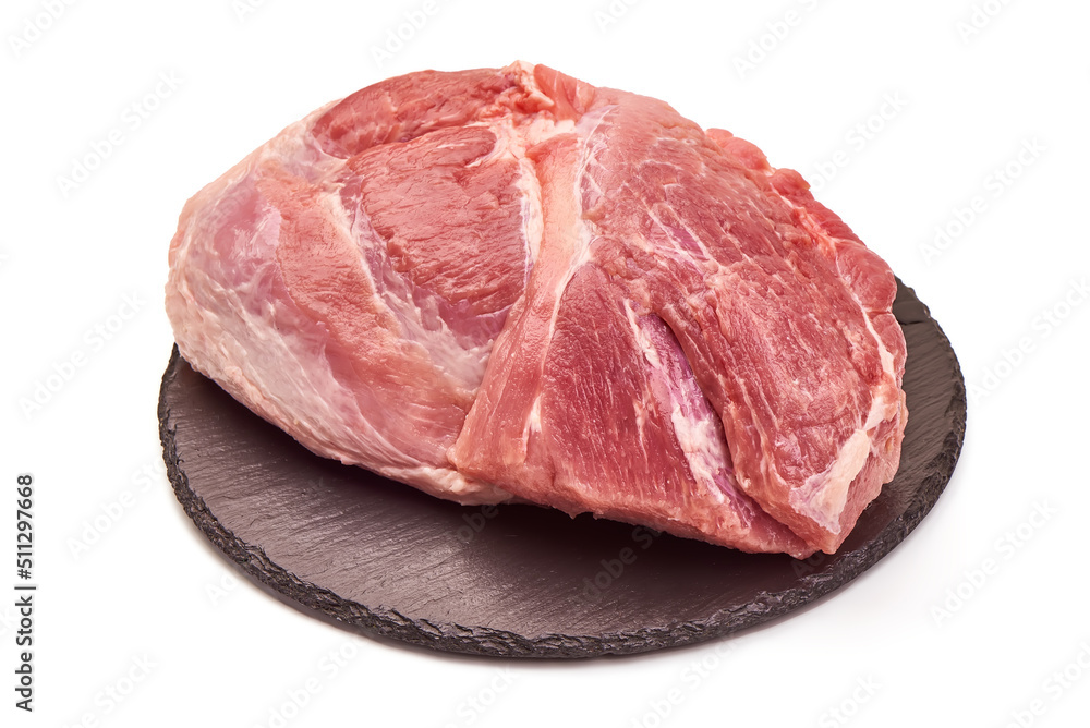 Pork shoulder blade, isolated on white background. High resolution ...