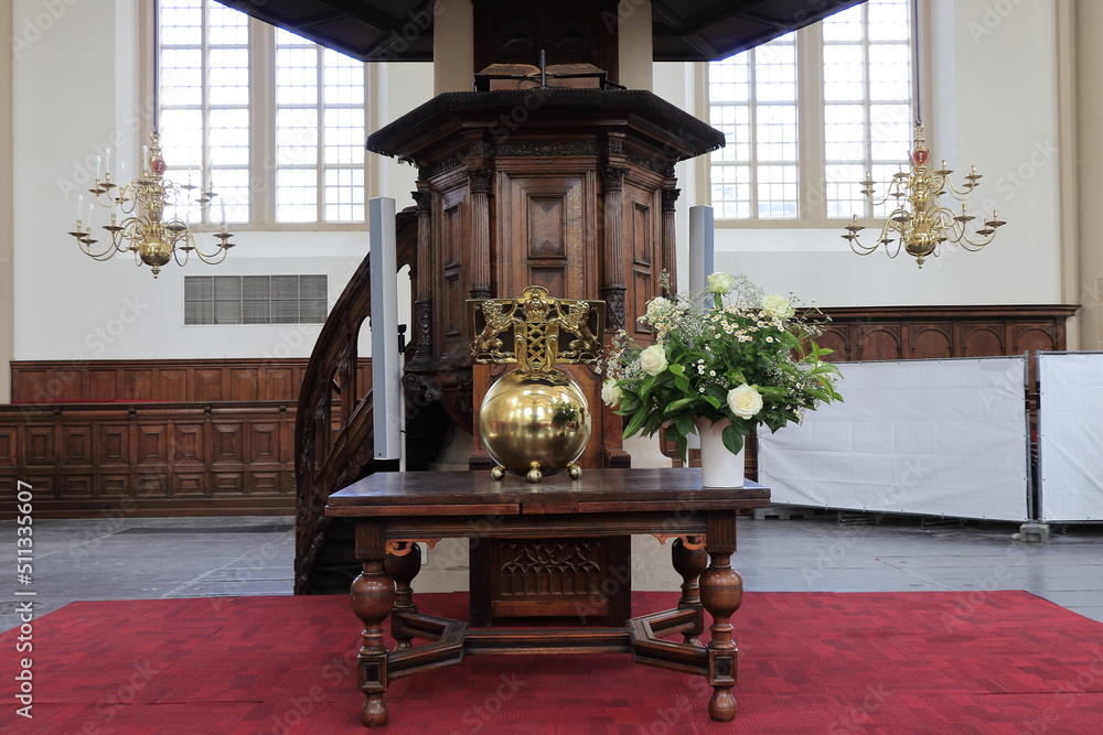 Foto de Stock Amsterdam Westerkerk Church Interior View with Wooden ...