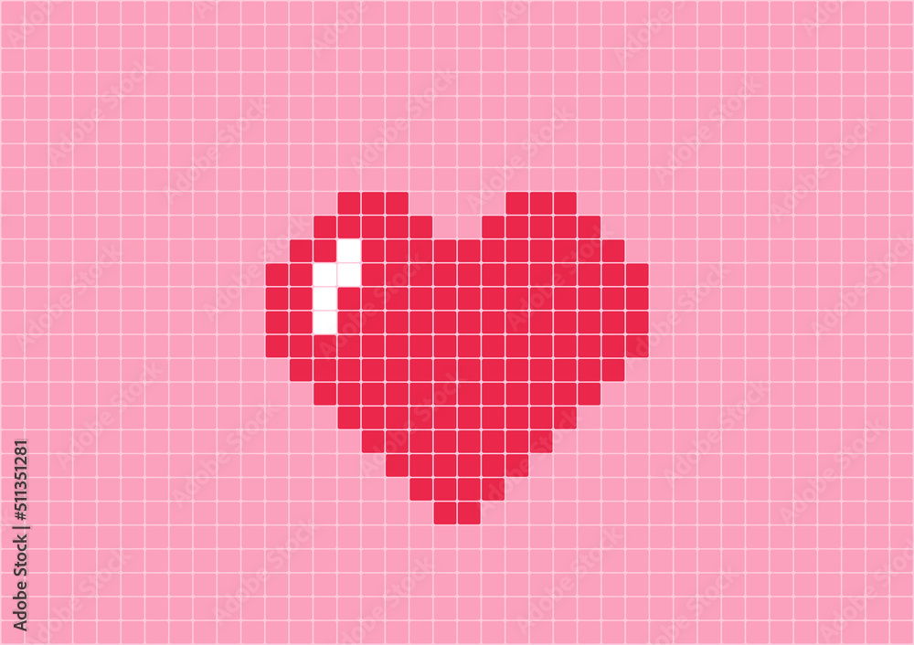 Pixel art heart icon. Very beautiful pattern design for decorating ...