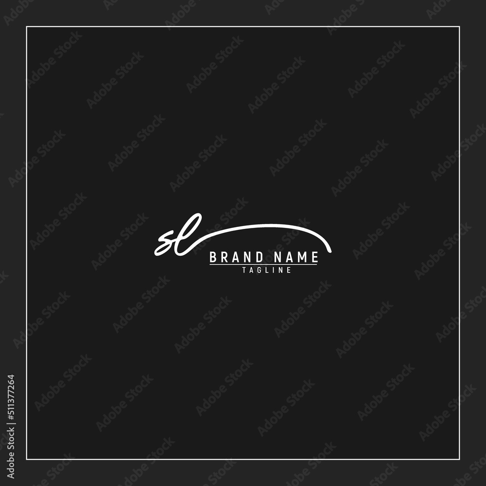 initials SL logo design signature monogram handwriting vector graphic ...