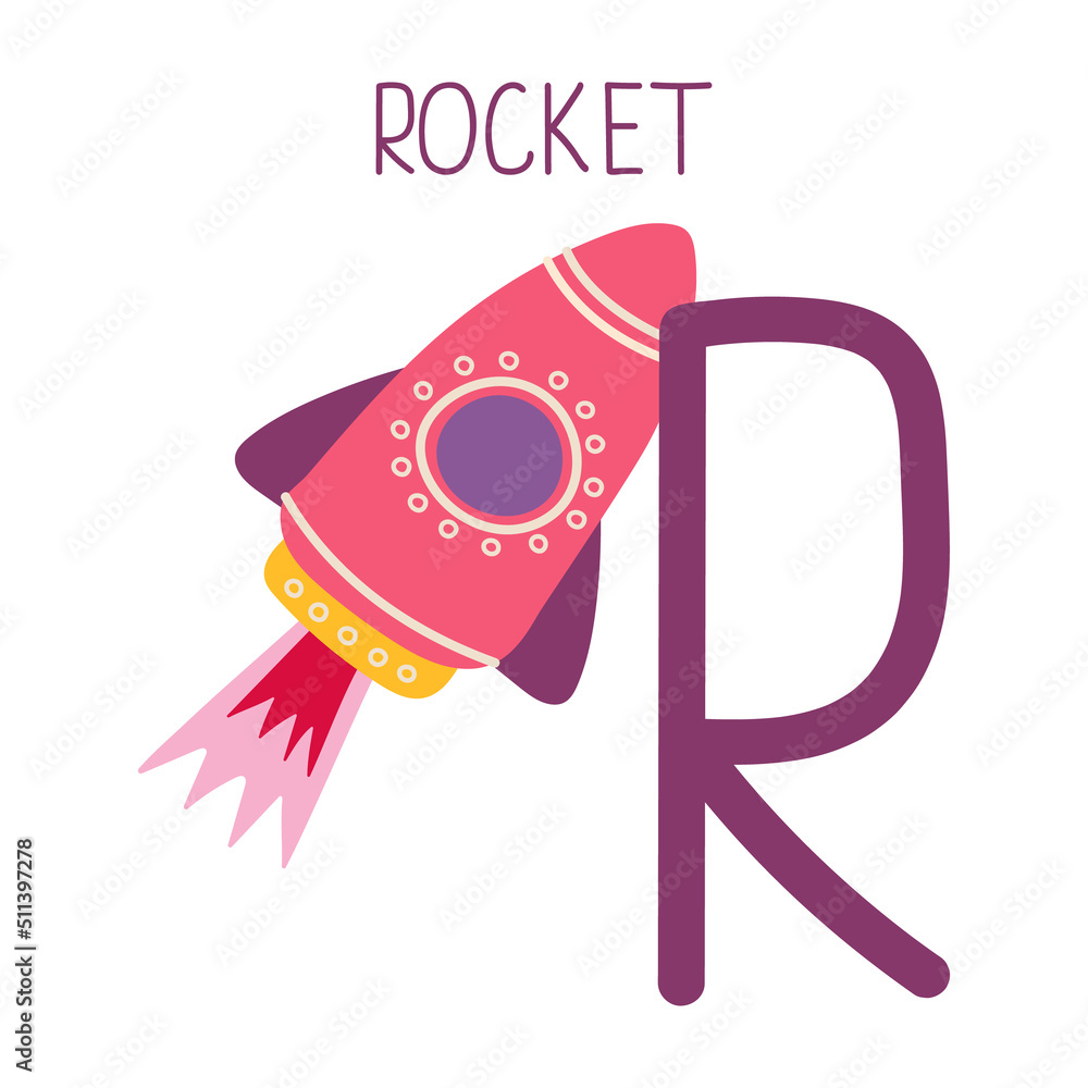 Vector de Stock Capital letter R of English childish alphabet with ...