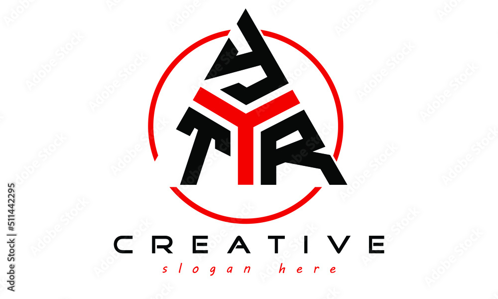 TYR three letter creative triangle shape in circle logo design vector ...