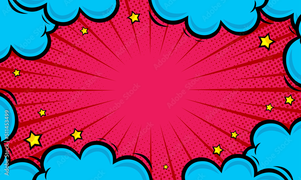 Comic cartoon pop art background with cloud Stock Vector | Adobe Stock