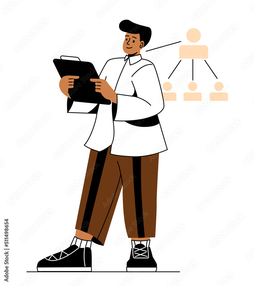 MBTI person concept. Myers Briggs personality typology. Young guy with ...