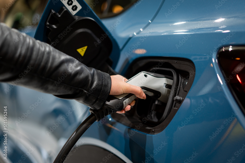 Power supply connect to electric vehicle for charge to the battery ...