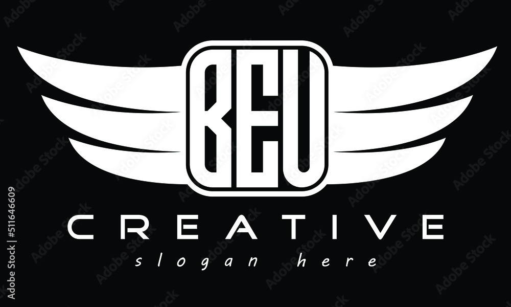 BEU three-letter Wing minimal typography font Monogram emblems flying ...