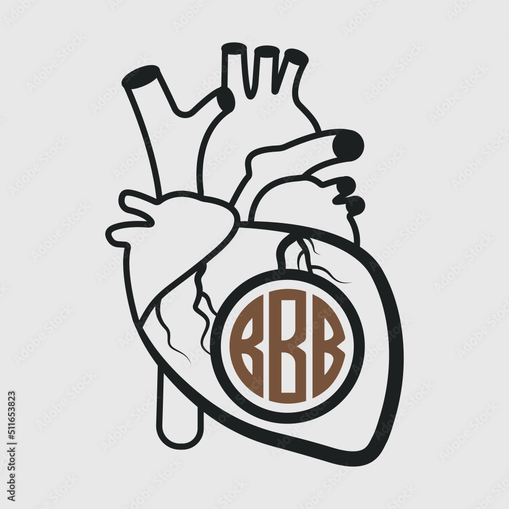 Realistic Heart Monogram SVG Bundle Cut File, Anatomical Heart Svg ...