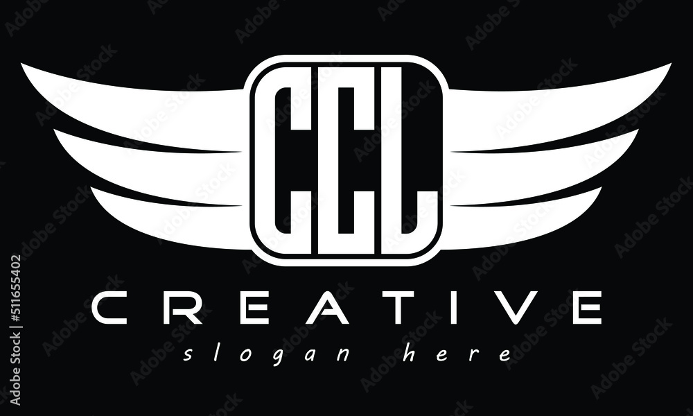 CCL three-letter Wing minimal typography font Monogram emblems flying ...