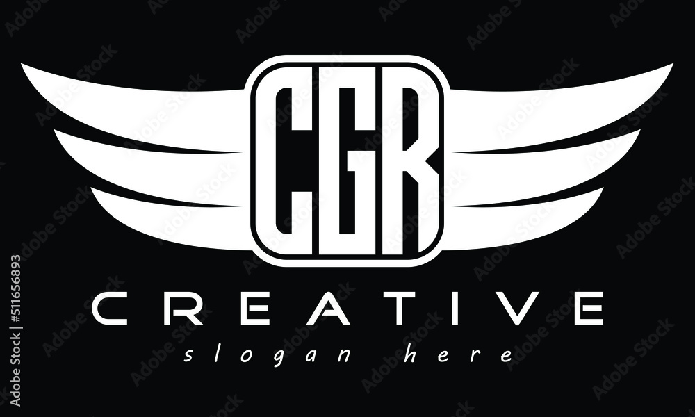 CGR three-letter Wing minimal typography font Monogram emblems flying ...