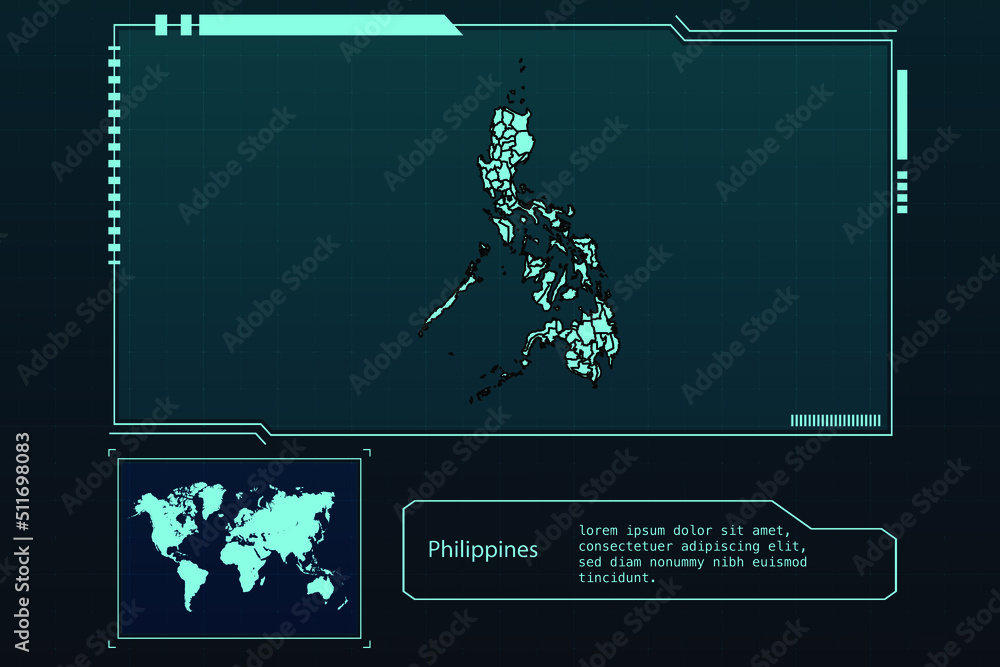 Philippines Map Futuristic infographic Map element collection ...