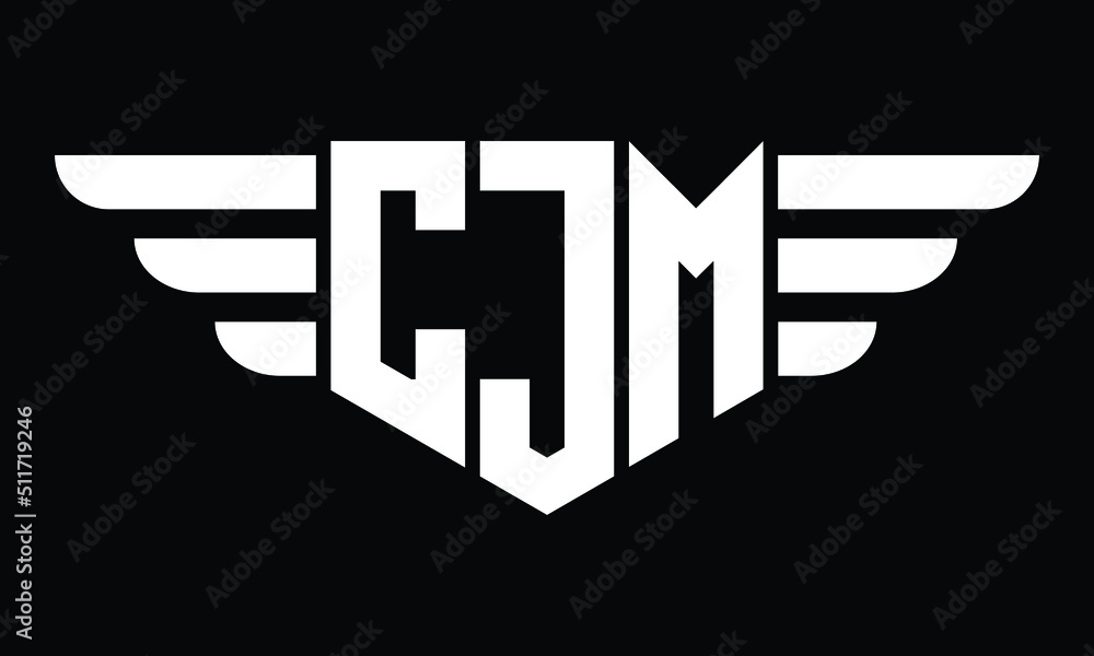 CJM three letter logo, creative wings shape logo design vector template ...